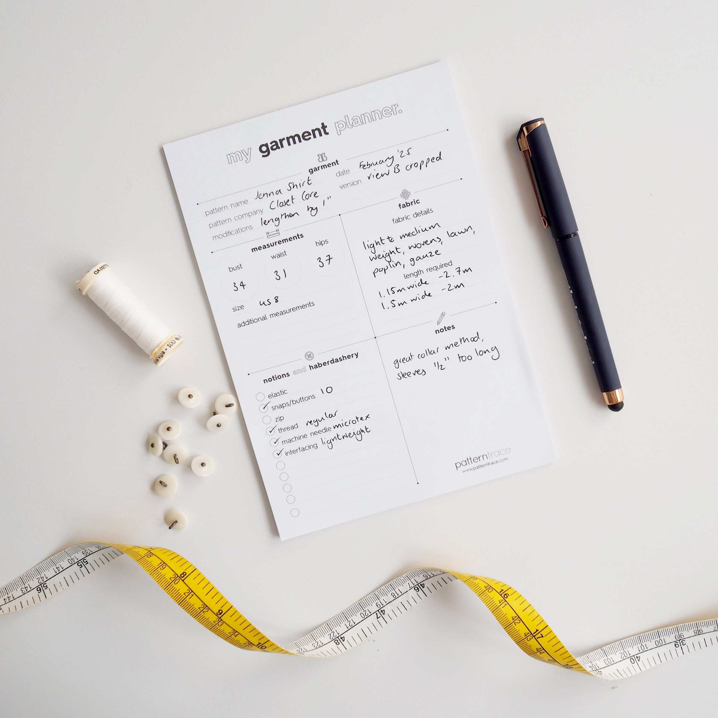 How to Plan your Dressmaking Projects – Patterntrace